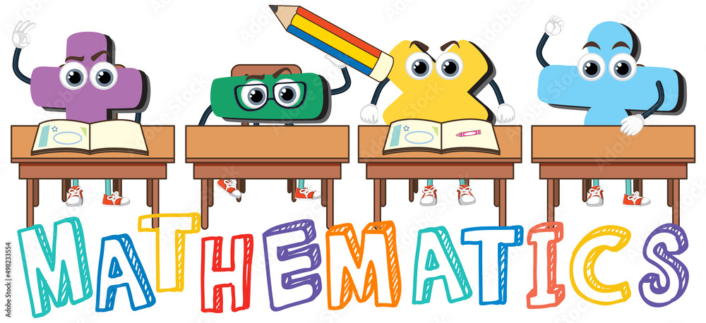 Mathematics word logo in cartoon style Stock Vector | Adobe Stock