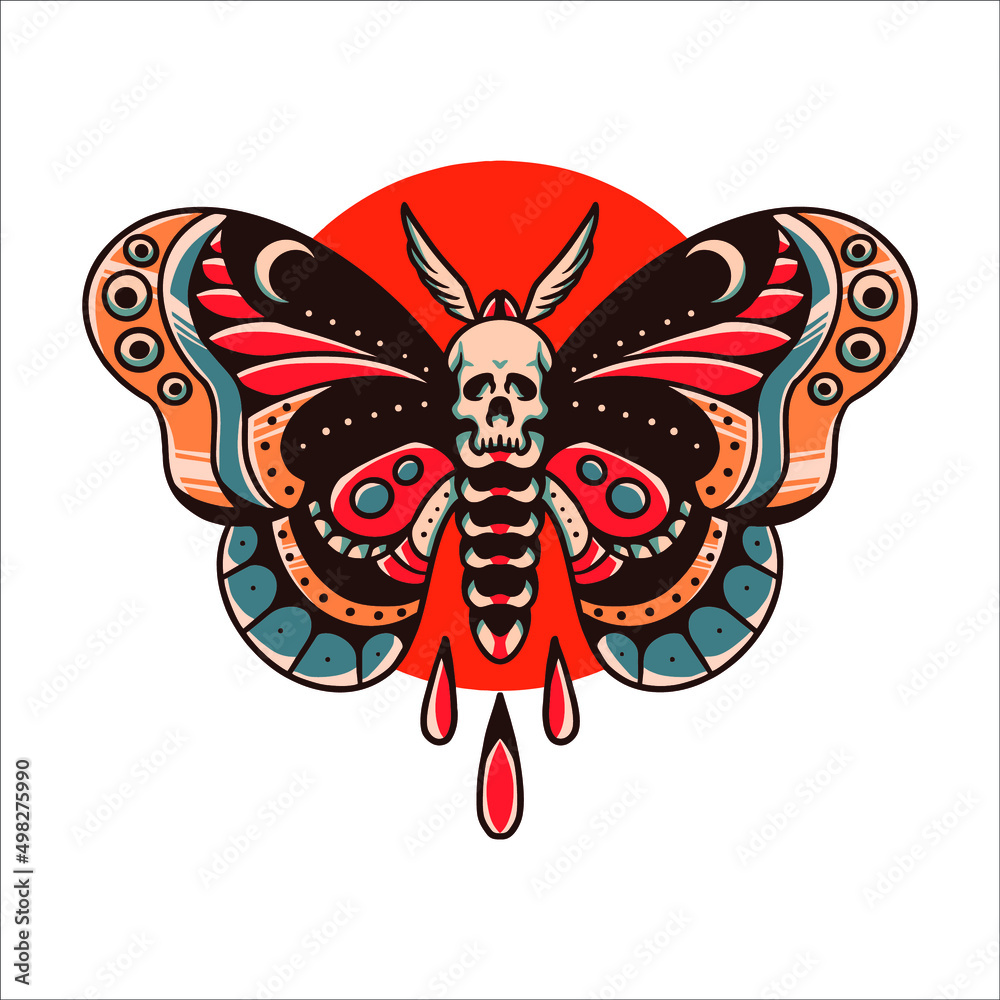 skull butterfly tattoo vector design Stock Vector | Adobe Stock