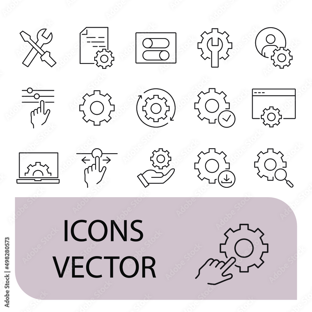 Setup and Settings icons set . Setup and Settings pack symbol vector ...