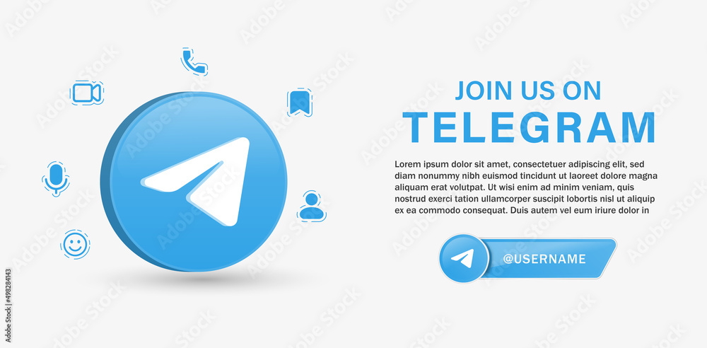 join us on telegram 3d logo for social media icons 3d. follow us on ...