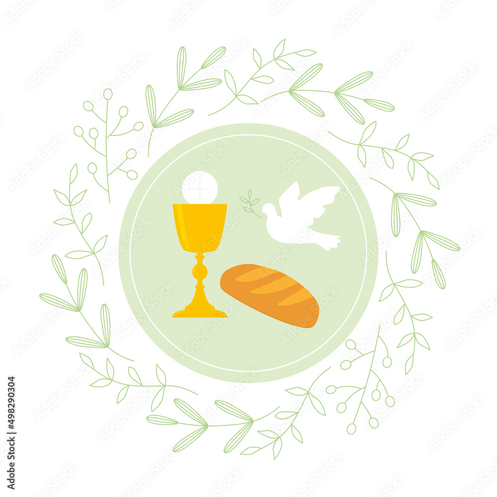 First Holy Communion invitation design template -vector illustration ...