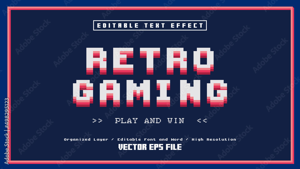 Editable Retro Gaming Font. Typography Template Text Effect Style ...