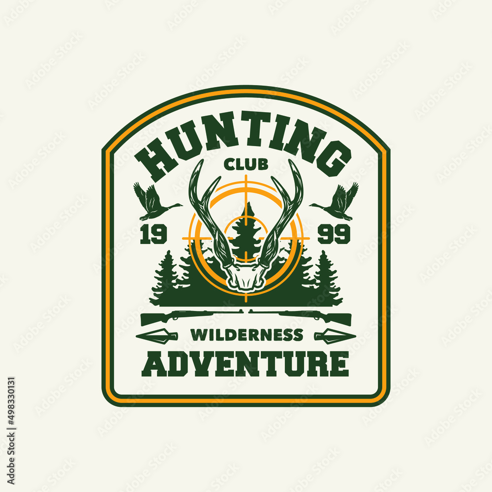 Hand Drawn Hunting Club Logo Label Badge Stock Vector | Adobe Stock