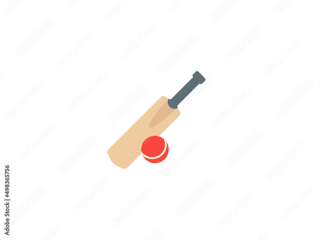 Cricket Game vector flat emoticon. Isolated Cricket Bat and Ball ...