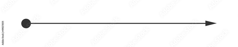 Straight line with point on start and arrow on finish. Symbol of ...
