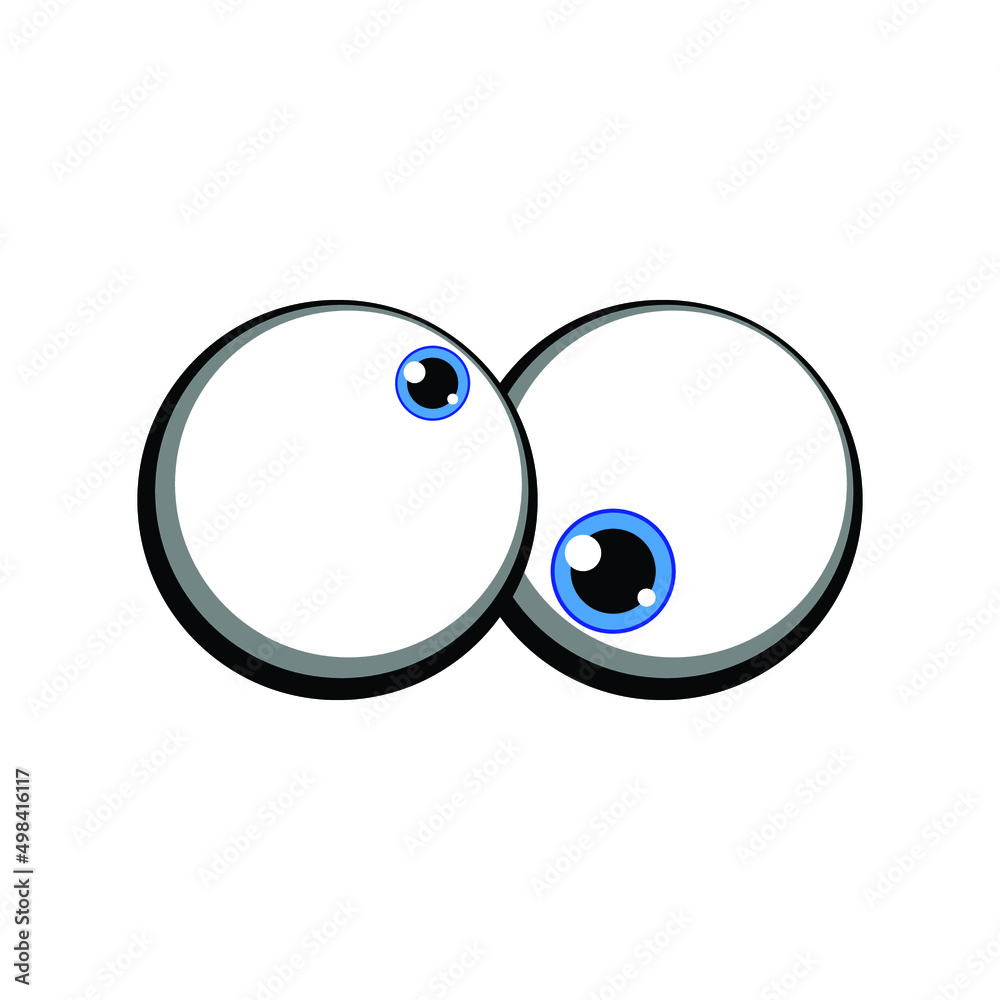 Black And White Cute Cartoon Eyes. Vector Illustration Isolated on ...