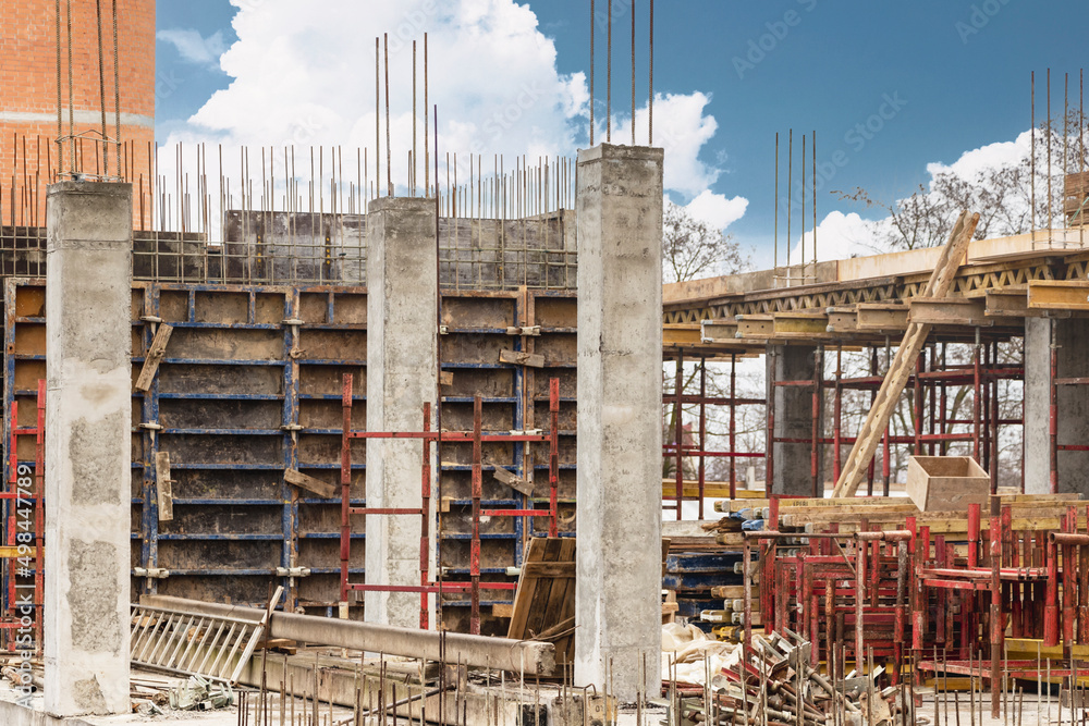 Reinforced concrete foundation of a modern monolithic residential ...