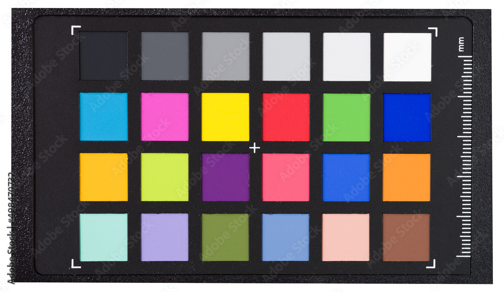 Color checkerboard passport. Chipchart for color calibration. White ...