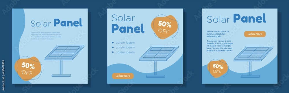 Solar panel store social media post, banner set, sustainable green ...