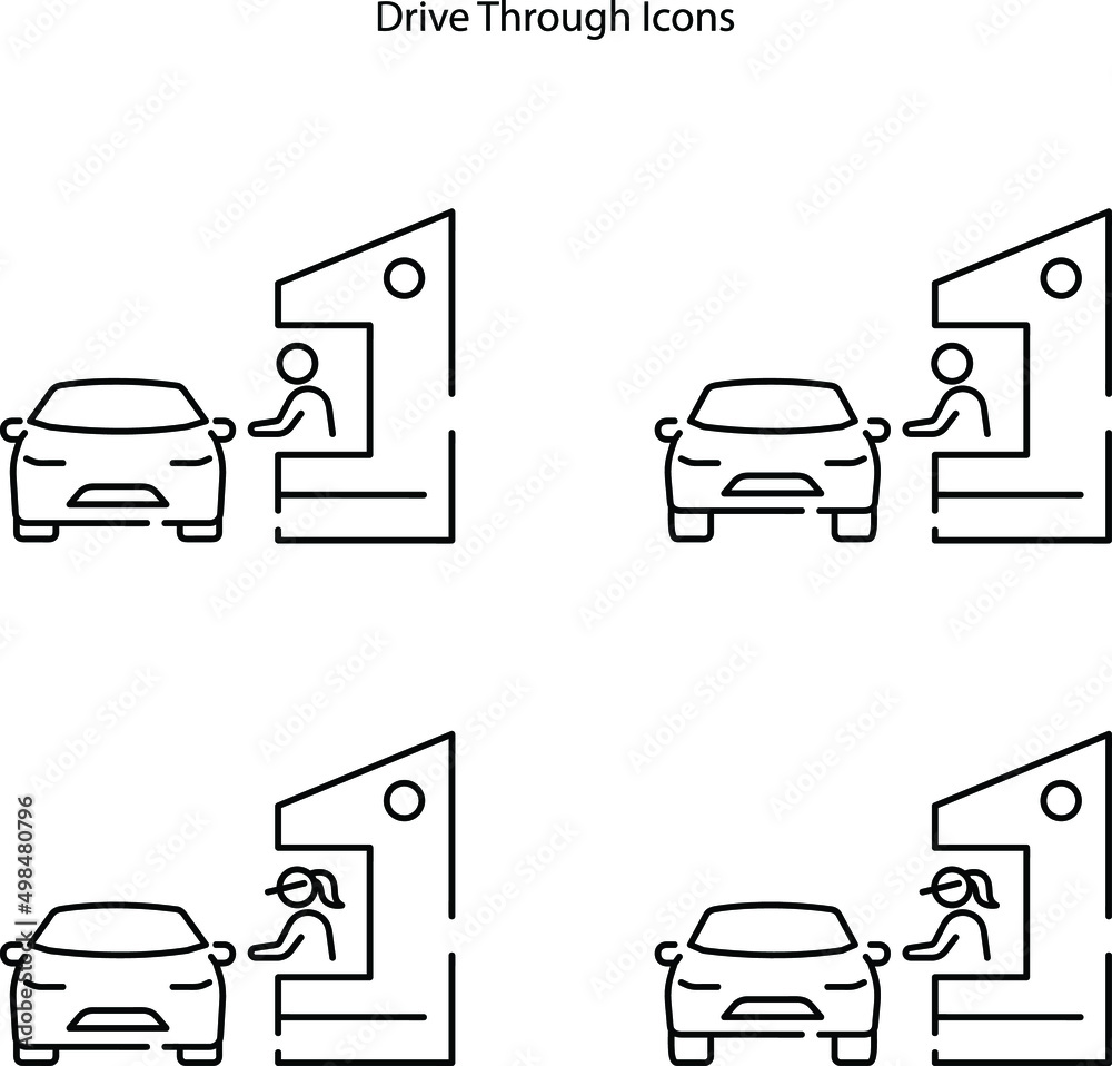 drive thru icons isolated on white background from fast food collection ...