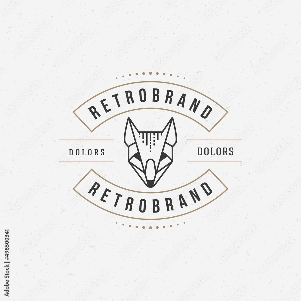 Vintage fox face line art logotype emblem symbol. Can be used for ...