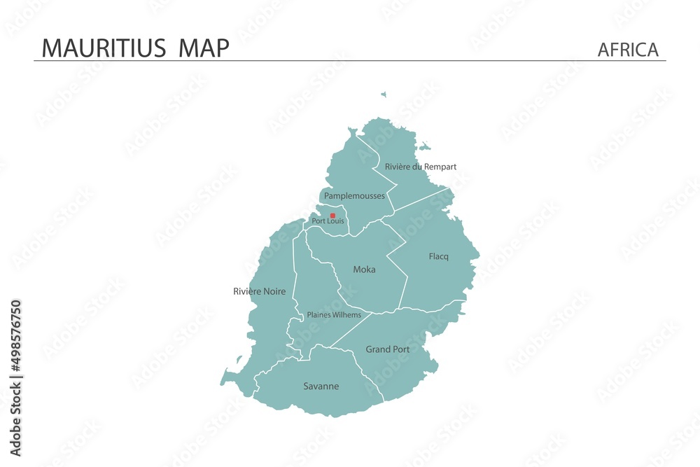 Mauritius map vector illustration on white background. Map have all ...