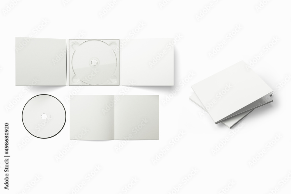 CD disc and carton packaging cover template mock up. Digipak case of ...