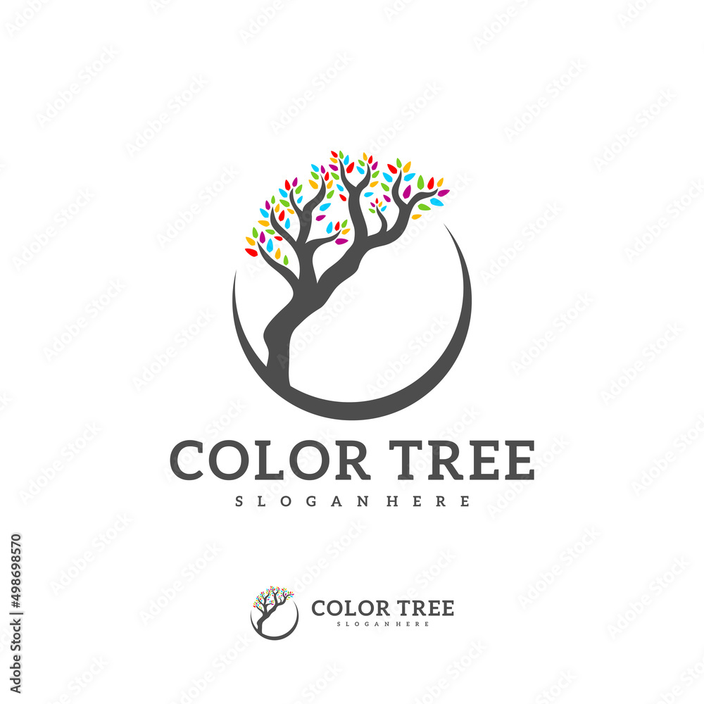 Colorful Tree logo vector template, Creative Tree logo design concepts ...