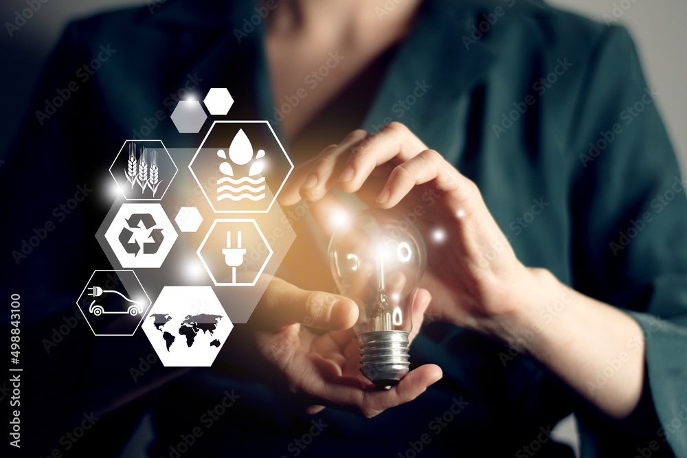 Energy innovation light bulb with future industry of power generation ...