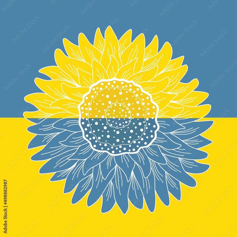 Sunflower pattern. Illustration in the colors of the Ukrainian flag ...