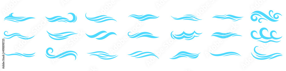 Blue waves icon vector set. Wave illustration sign collection. ocean ...