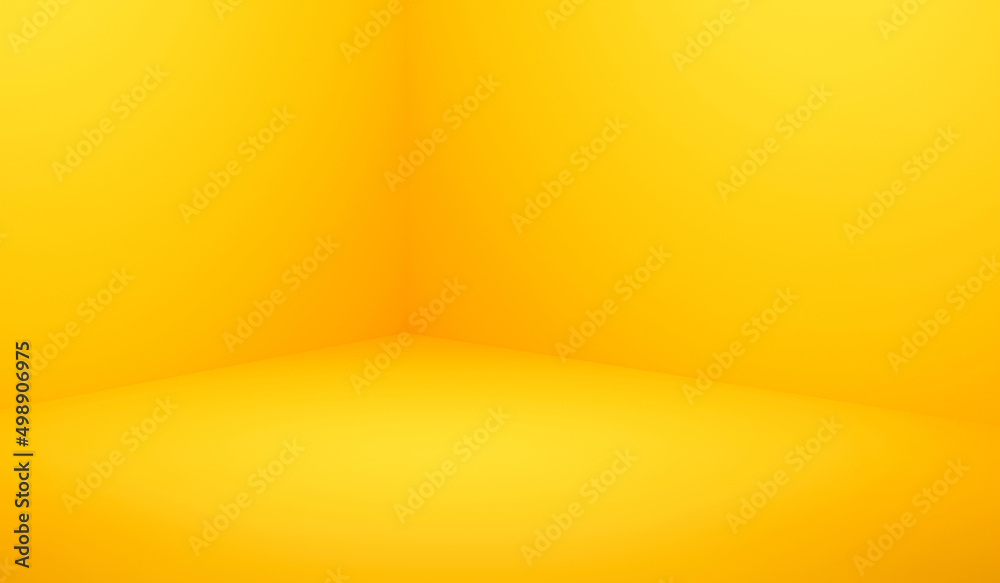 Yellow room corner empty interior 3d background of blank modern wall ...