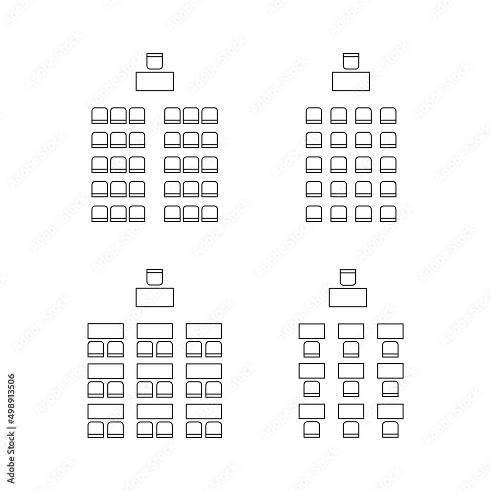 Vetor Set of plan for arranging seats in interior, auditorium with ...