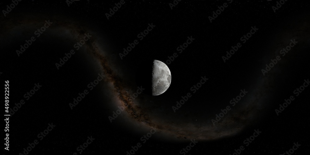 360 degree environment map of an orbital view of the moon in a height ...