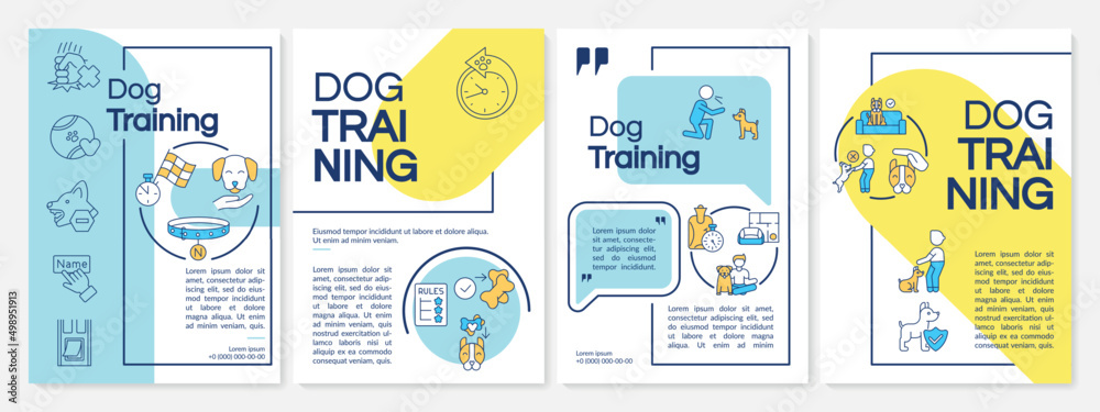 Professional dog training school blue and yellow brochure template ...