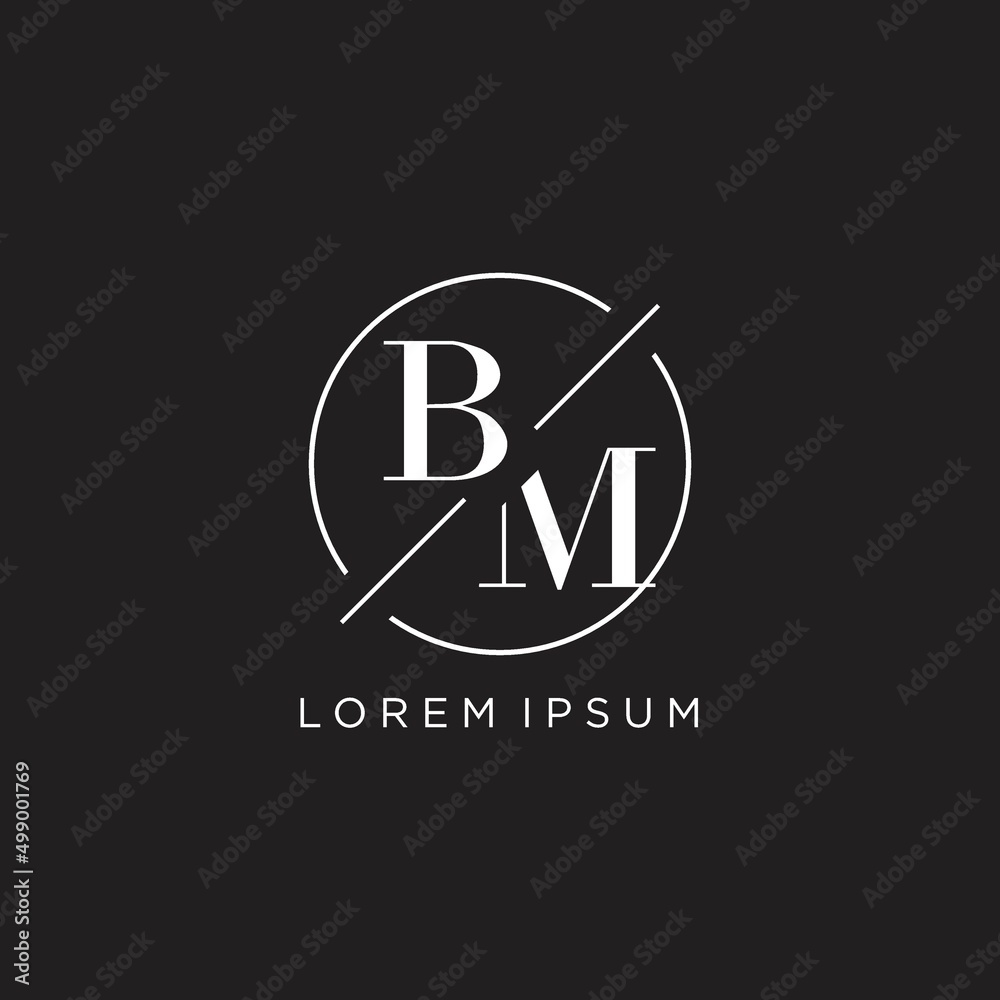 Letter BM logo with simple circle line. Creative look monogram logo ...