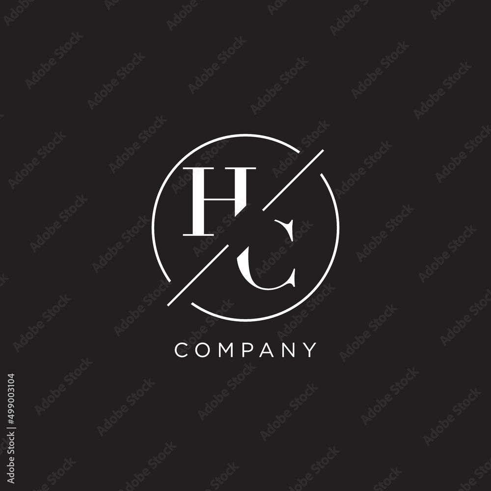 Letter HC logo with simple circle line. Creative look monogram logo ...