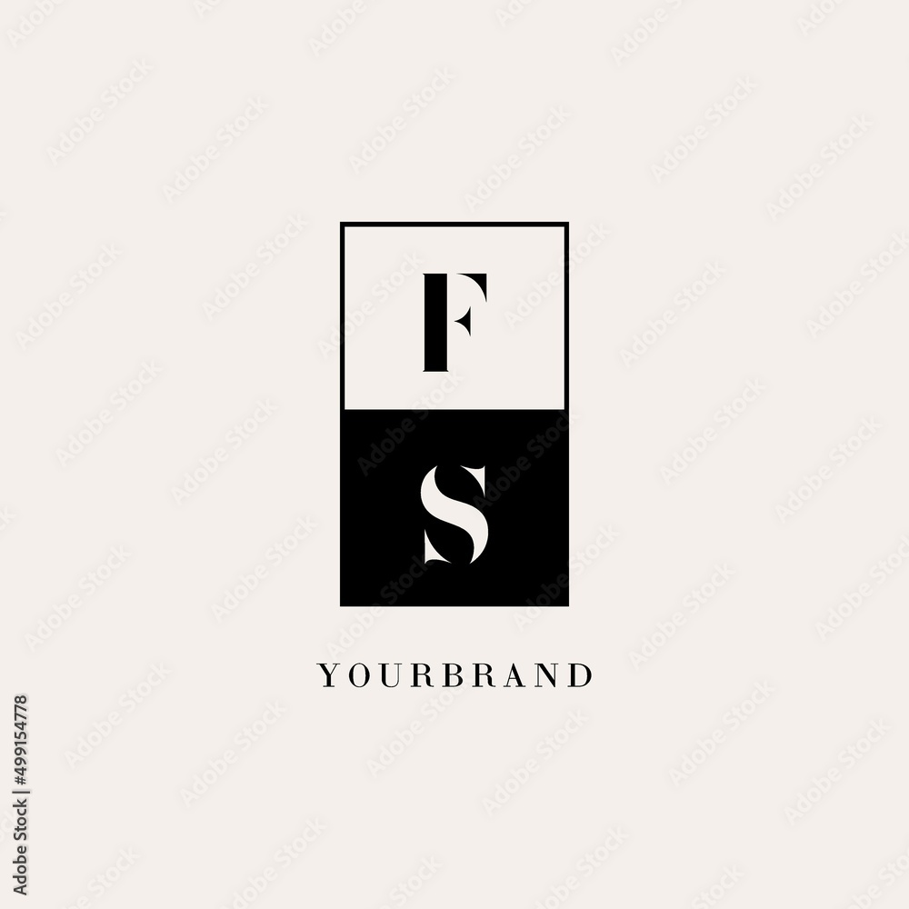 Initials FS square line negative space logo design ideas Stock Vector ...