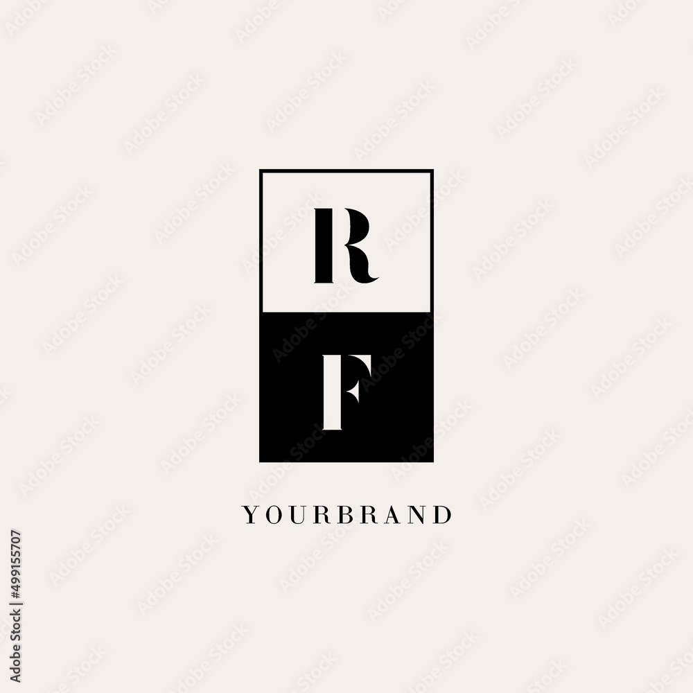 Initials RF square line negative space logo design ideas Stock Vector ...