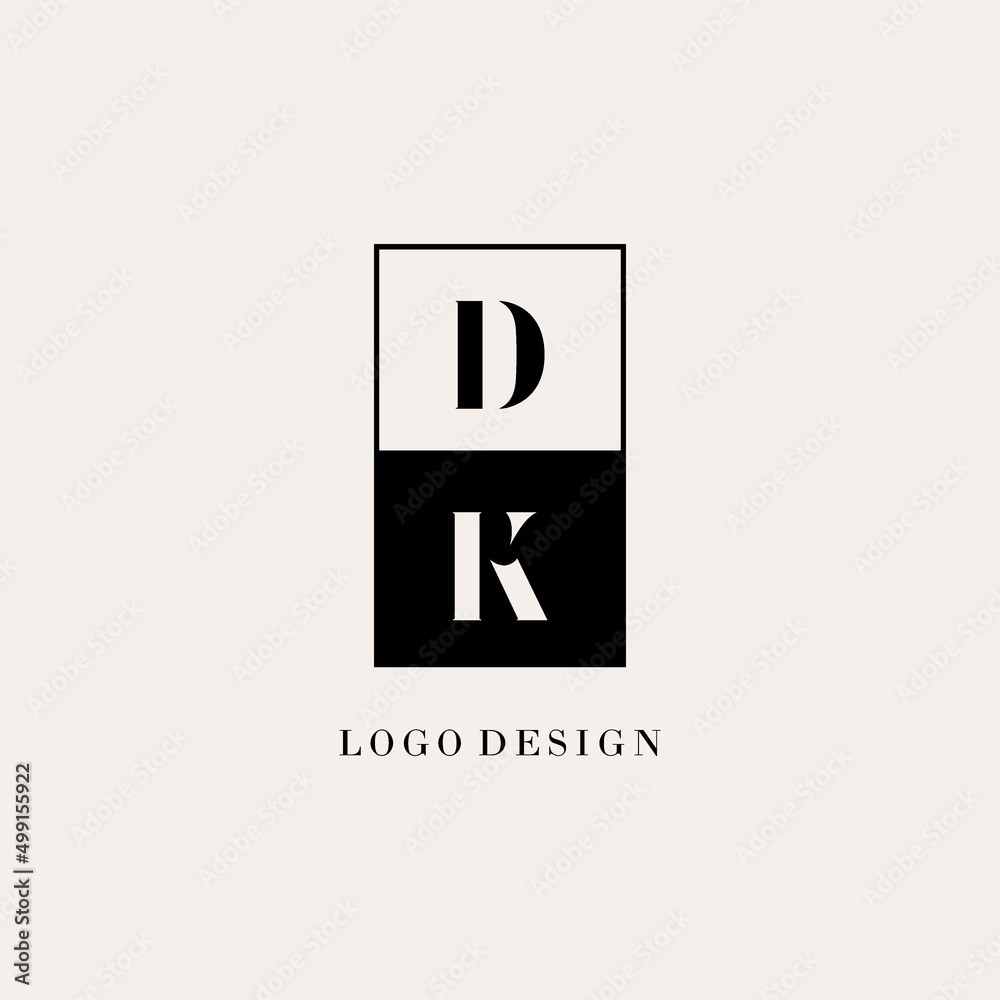 Initials DK square line negative space logo design ideas Stock Vector ...