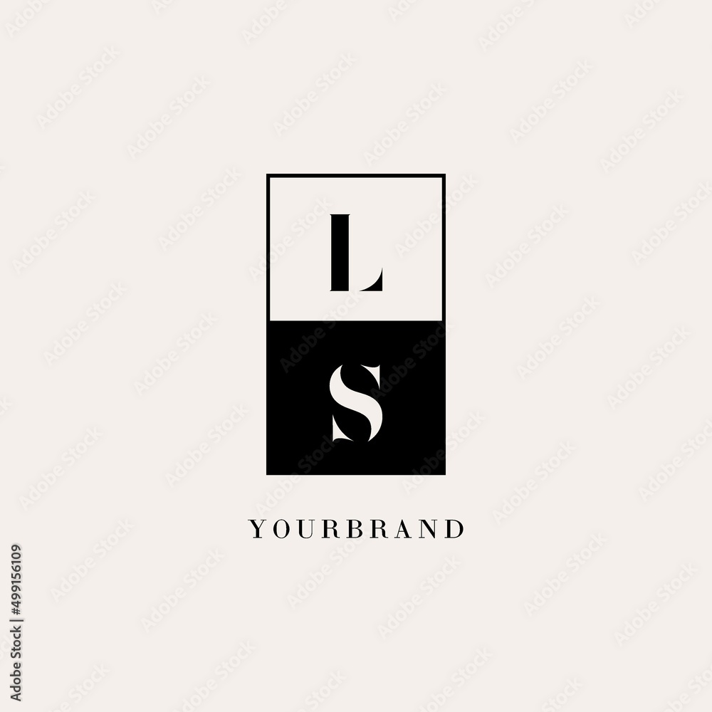 Initials LS square line negative space logo design ideas Stock Vector ...