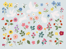 Floral Valentine Rabbits Free Stock Photo - Public Domain Pictures