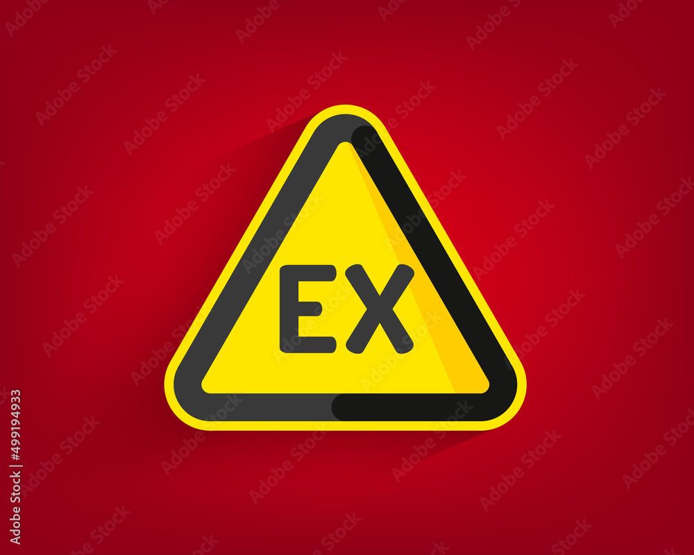 EX warning. Yellow safety icon. Sign vector. ATEX Explosive Atmosphere ...