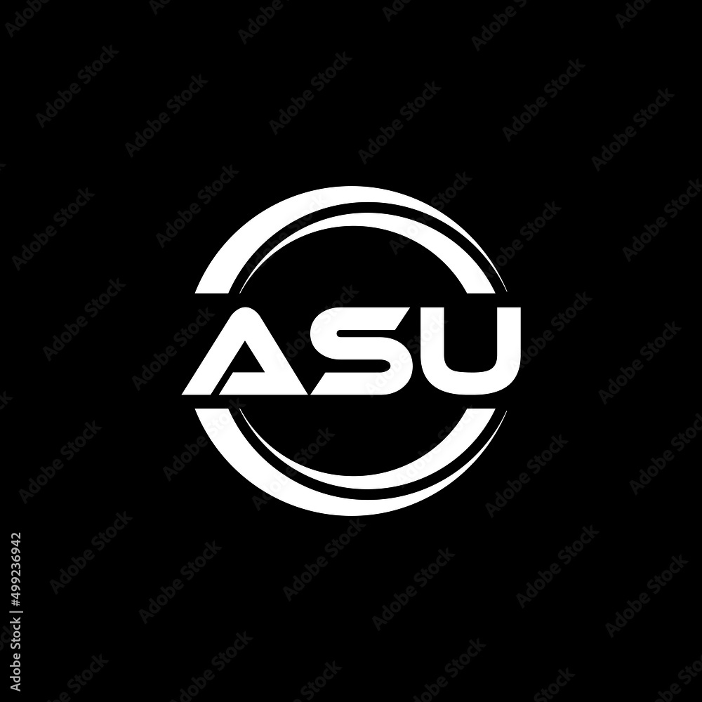 Vector de Stock ASU letter logo design with black background in ...