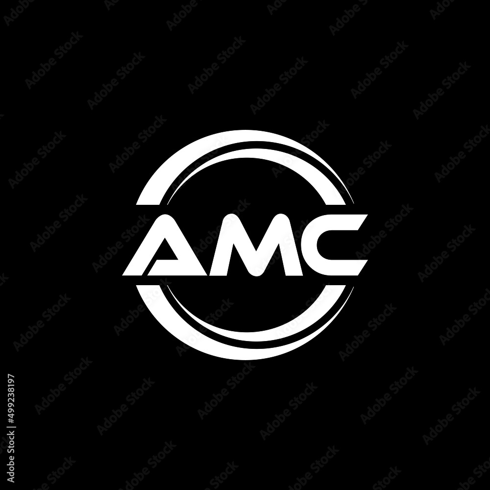 AMC letter logo design with black background in illustrator, vector ...
