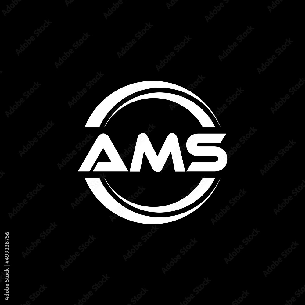 AMS letter logo design with black background in illustrator, vector ...
