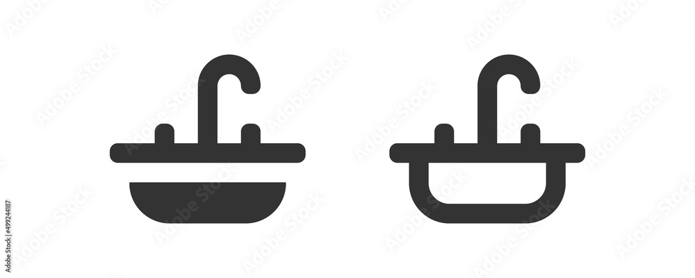 Bathroom sink tap icon. Kitchen sink symbol. Washbasin sign in vector ...