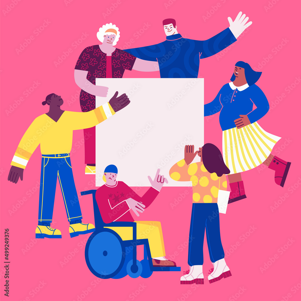 Inclusive colleagues vector illustration. Social inclusion, diversity ...
