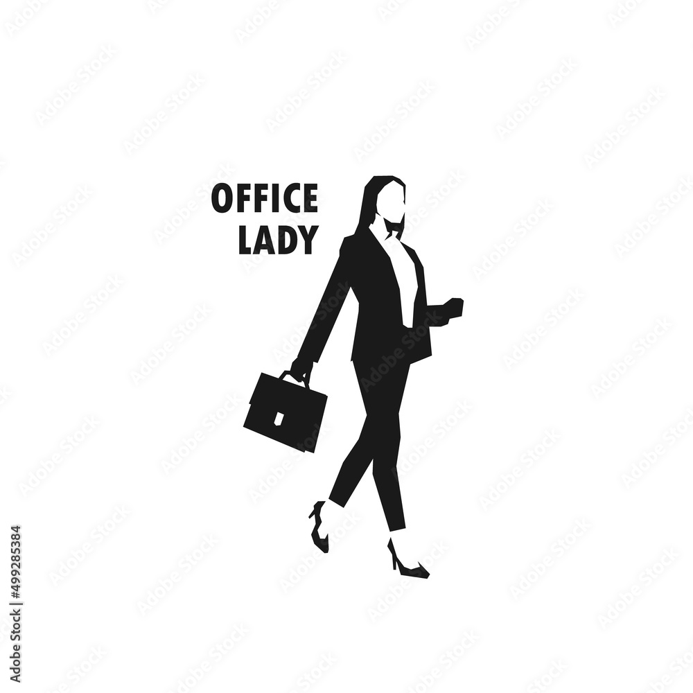 Female office worker woman simple black vector silhouette illustration ...
