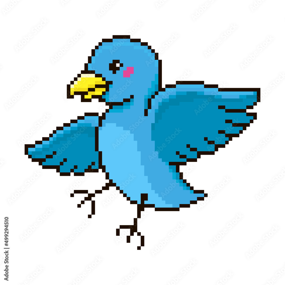 colorful simple vector flat pixel art illustration of cartoon funny ...