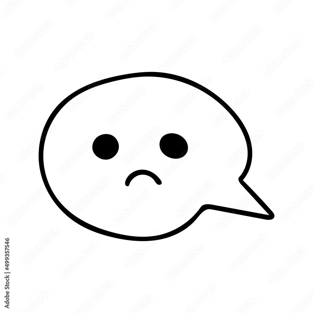 Sad thoughts bubble line art icon. Depressed mental state, therapy ...
