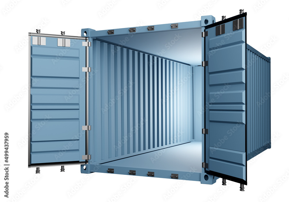 Shipping container. Steel box for transportation. Empty open container ...