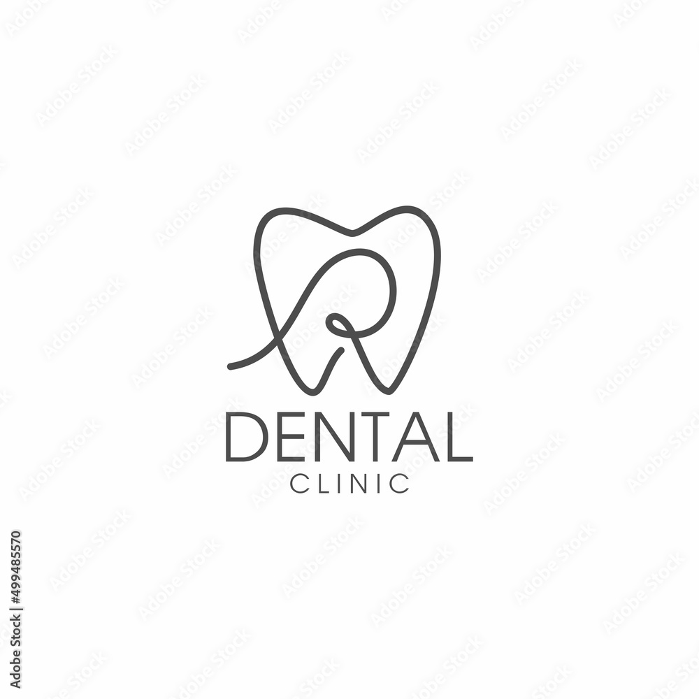 line art letter R dental logo design Stock Vector | Adobe Stock