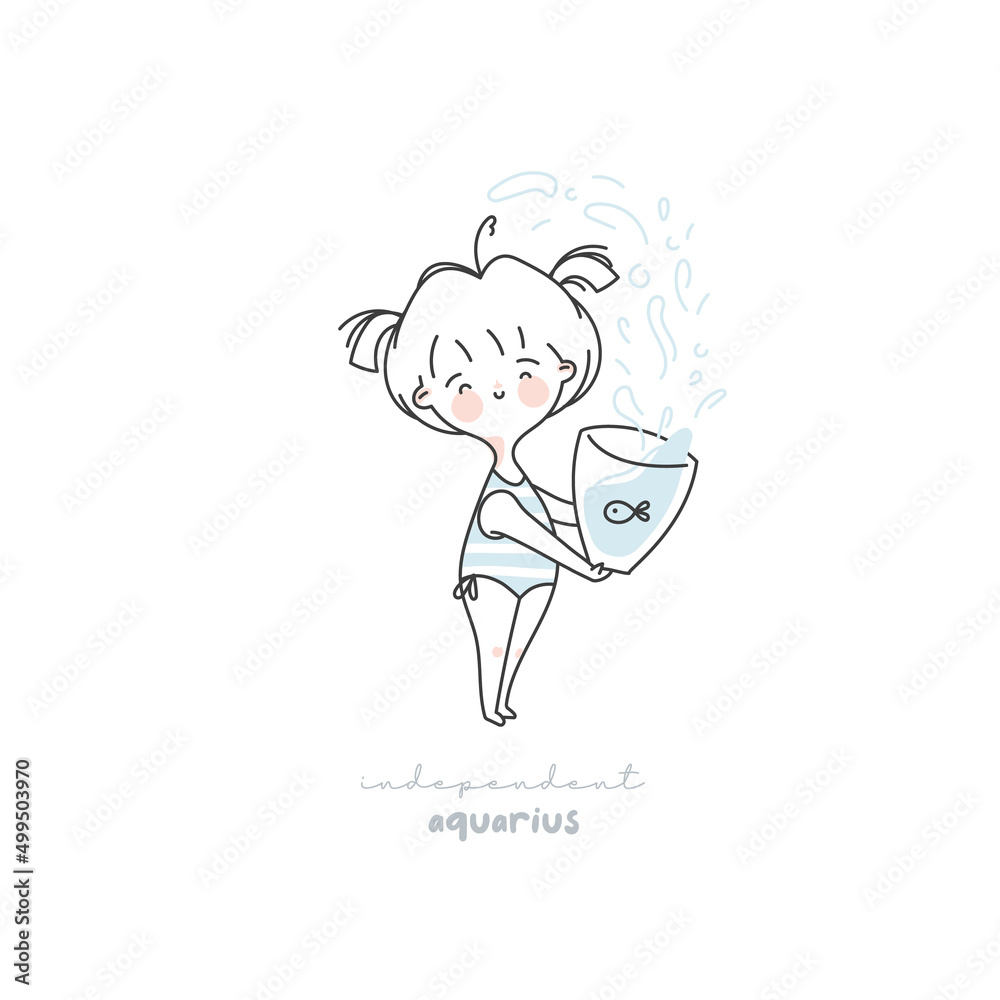 Aquarius zodiac sign illustration. Astrological horoscope symbol ...