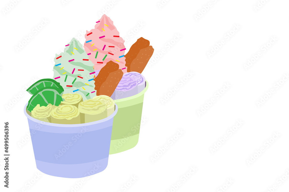 The fried popsicles in two flavors are stacked on top of each other, on ...