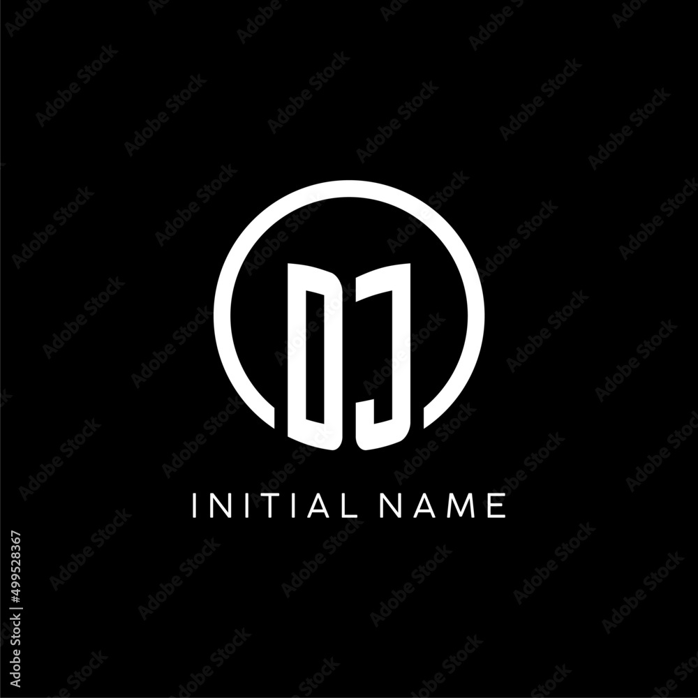 Initial letter DJ uppercase combined with circle outline, Modern ...