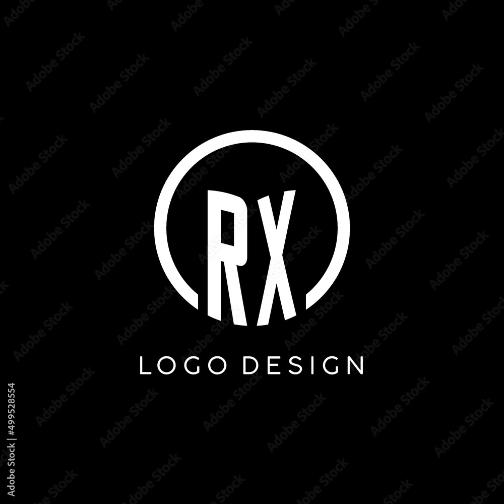 Initial letter RX uppercase combined with circle outline, Modern ...
