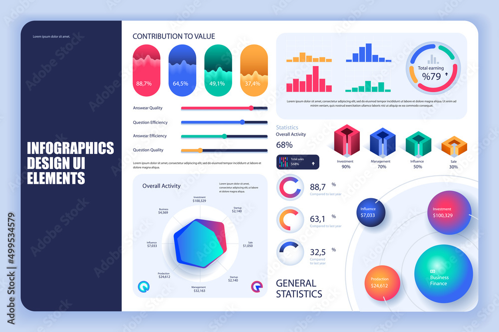 Bundle infographic elements data visualization vector design template ...