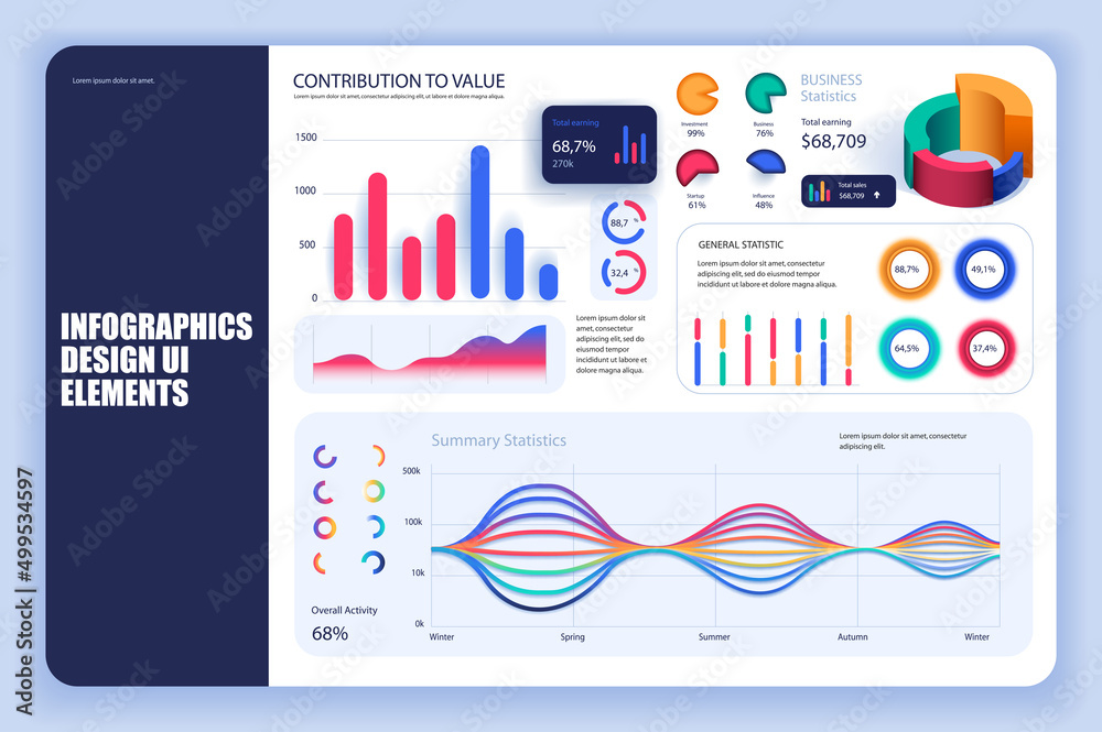 Bundle infographic elements data visualization vector design template ...