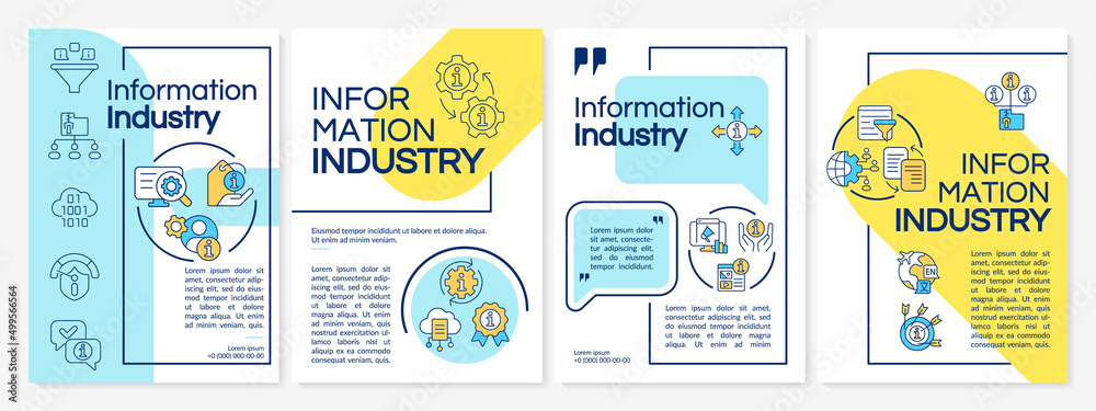 Information sector blue and yellow brochure template. Internet content ...
